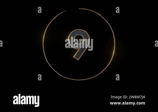 countdown metal gold text effect from 10 to 0 with circle gold 3d ...