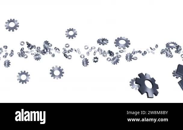 Metal gears floating in air on white background. Configuration settings ...