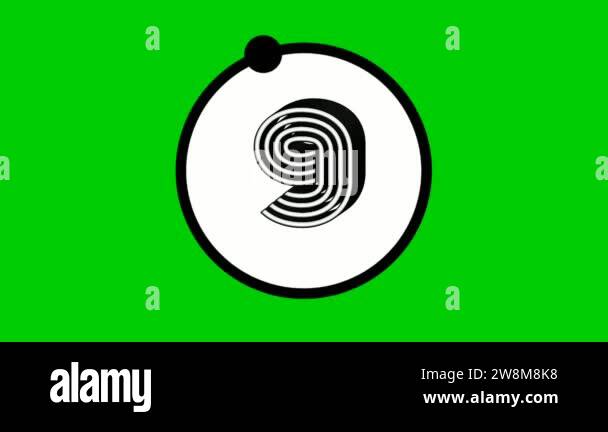 Flat cartoon countdown number ten to one animation on green screen ...