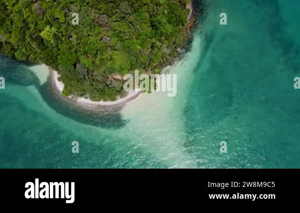 Sandbanks of a tropical island from a height, warm sea in the tropics ...