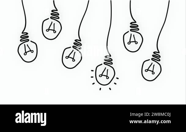 Hanging lamp. idea lamp. Light turns on and off. Comic brain electric ...