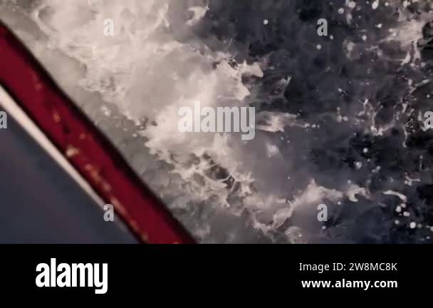 Boat'S Red Bow With Surf And Wake Of Seawater Splashing Below Stock ...
