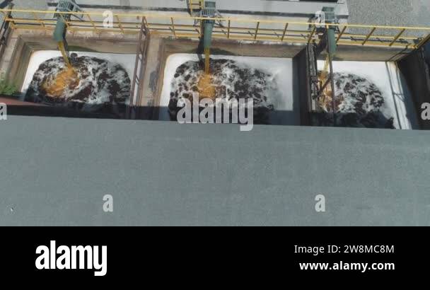 Industrial cooling towers. Cooling tower from a drone. Wet cooling ...