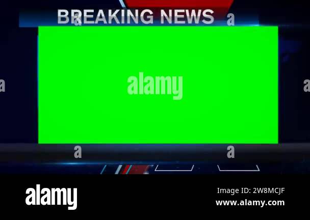 Breaking News Green Screen Template 3D rendering background with green ...
