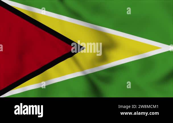 Guyana national flag close-up waving video animation. Flag Blowing Close Up. Flags Motion Loop ...