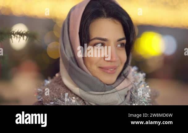 Headshot gorgeous slim young beautiful Middle Eastern woman with hazel ...