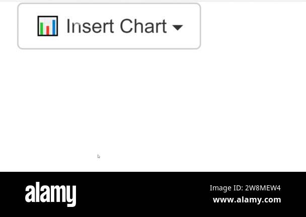 Cursor Slides Over And Clicks Insert Bar Chart In Spreadsheet Mouse Pointer On Device Computer