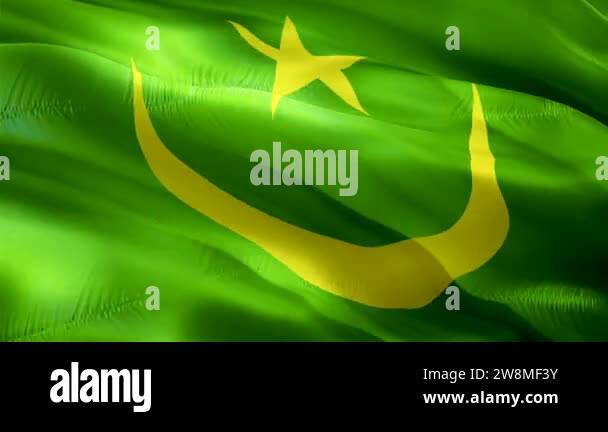 Mauritania waving flag. National 3d Mauritanian flag waving. Sign of ...