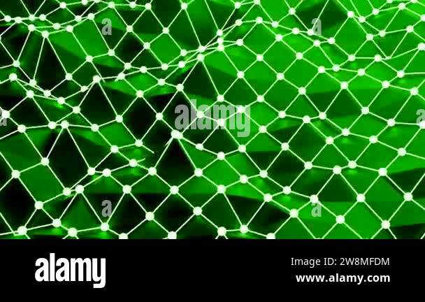 Plexus Of Abstract Geometric Lines With Moving Triangles And Dots