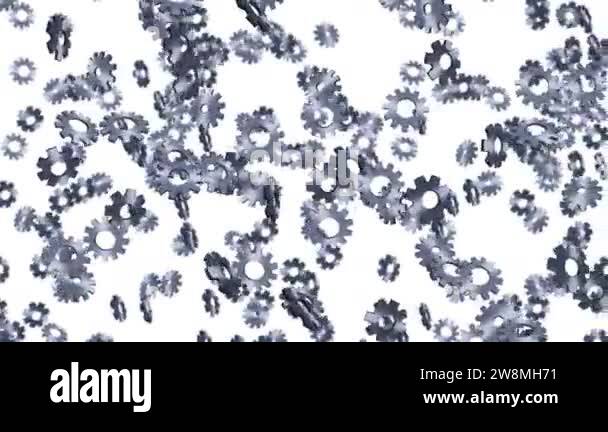 Metal gears floating in air on white background. Configuration settings ...