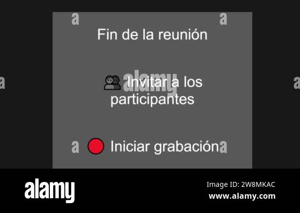 Spanish Cursor Slides Over And Clicks End Meeting For Business Video