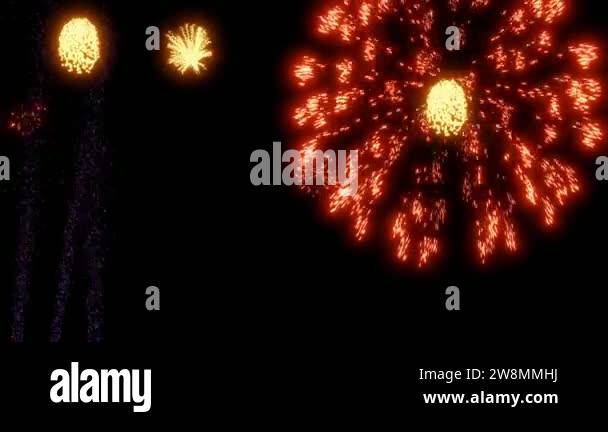 Fireworks display in the night sky. Video firework background. Animation of fireworks explosion ...