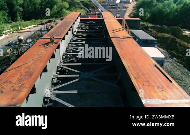 Road bridge construction. Road works on new section of the highway over ...