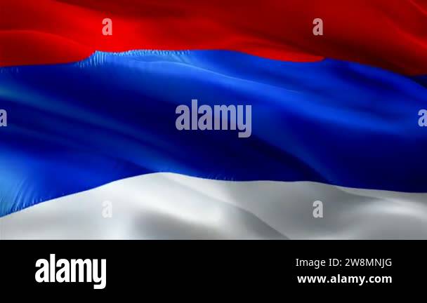 Serbian flag Closeup 1080p Full HD 1920X1080 footage video waving in ...