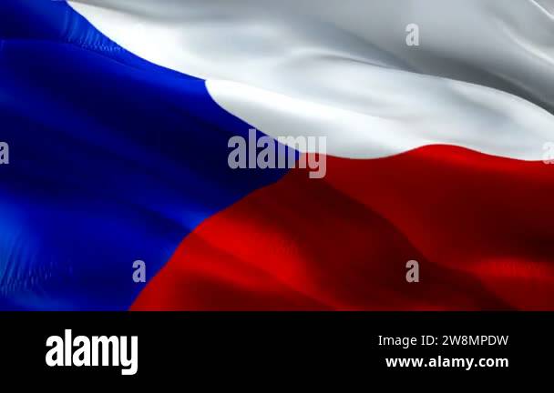 Czech flag video waving in wind. Realistic Czechia Flag background ...