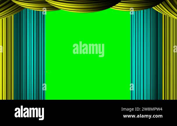 Animated zooming golden cyan star curtain on green screen chroma key ...