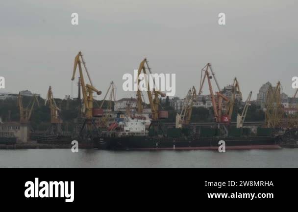 Odessa Ukraine - July 2021: Bulk carrier ship under load of clinker ...