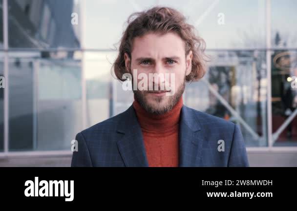Portrait of a Happy Handsome Young Man Standing on the Street Stylish ...