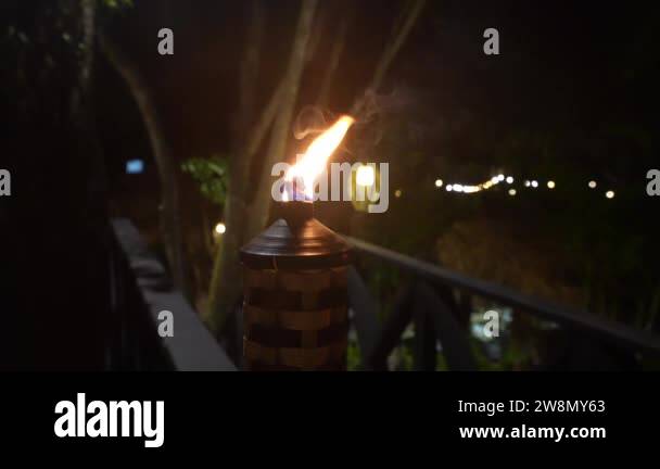 Fire Flames Looped Torch Ignited Burning. Real Flames Ignited On A Black Background. Real Fire ...