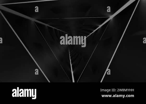 Traffic in triangular tunnel. Design. Movement through black triangular ...