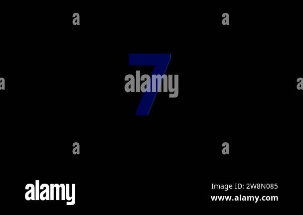 Neon Blue Energy Number 7 seven Animation on black background.4k ...