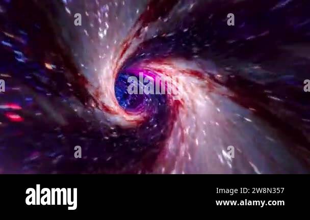 Abstract dark blue multicolored hyperspace warp tunnel through time and space animation. 4K 3D ...