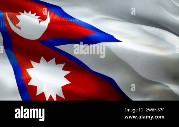 Nepal waving flag. National 3d Nepali flag waving. Sign of Nepal seamless loop animation. Nepali ...