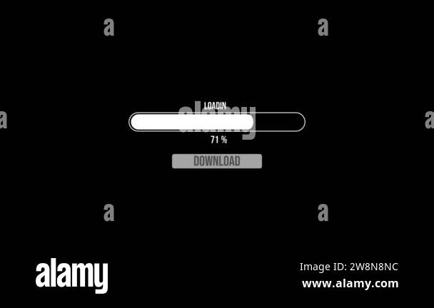 White loading bar on black and chromakey with download button ...