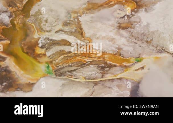 Yellowstone National Park, Wyoming. Aerial view of hot springs at ...