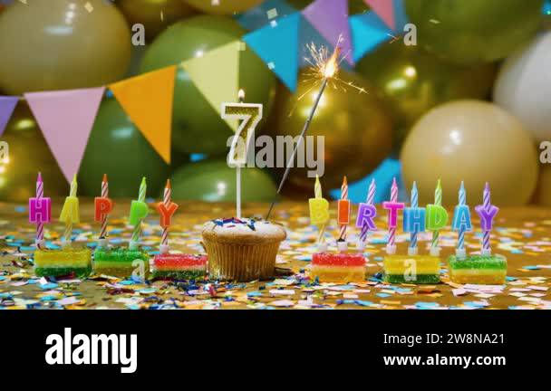 Happy birthday, seven-year-old. Beautiful happy birthday background ...