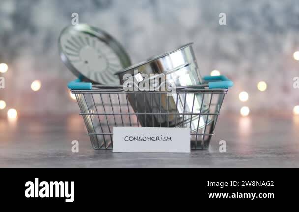 consumerism conceptual image, shopping basket symbol of good to be ...