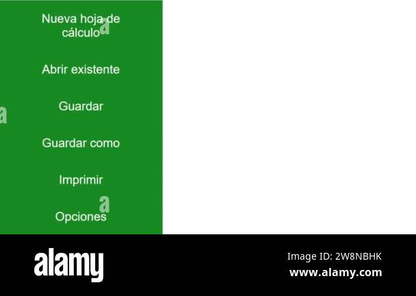 Spanish. Cursor Slides Over and Clicks Open Existing Spreadsheet. Mouse Pointer on Device ...