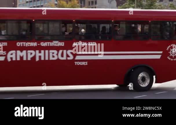 Sightseeing bus Amphibus in downtown of Ottawa, Canada Stock Video ...