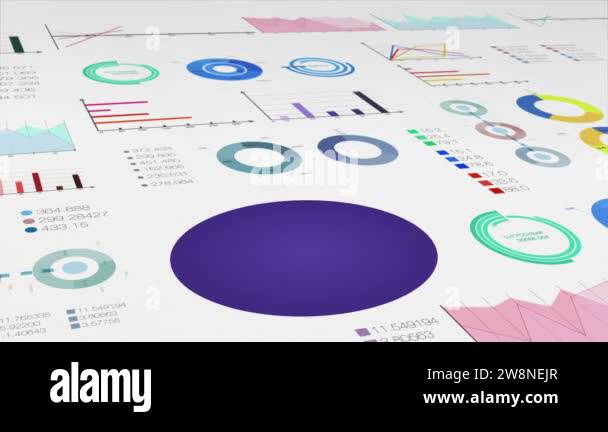Falling five circle cylinder diagram on economic graph, financial chart ...