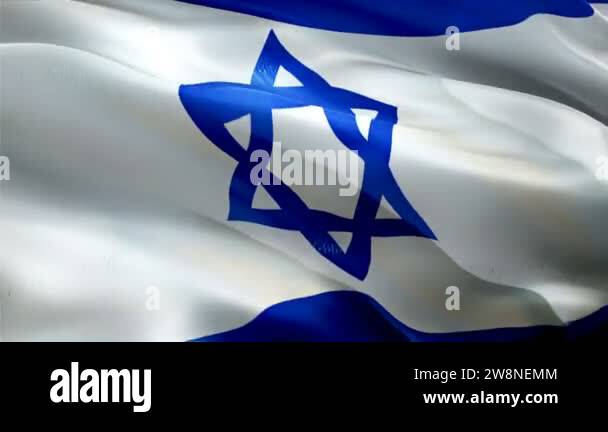 Israeli flag video waving in wind. Realistic Jewish Flag background ...