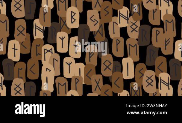 Animation with magic rune symbols. Runes looping seamless ethnic ...
