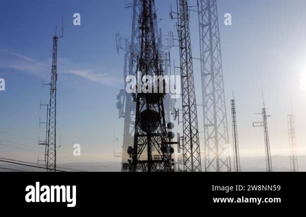 Telecommunication towers on hill Stock Videos & Footage - HD and 4K ...