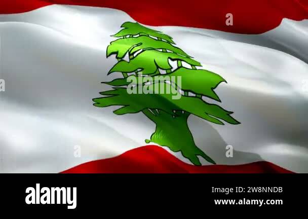 Lebanon waving flag. National 3d Lebanese flag waving. Sign of Lebanon ...