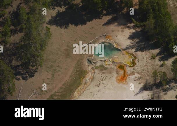 Yellowstone National Park, Wyoming. Aerial view of Yellowstone National ...