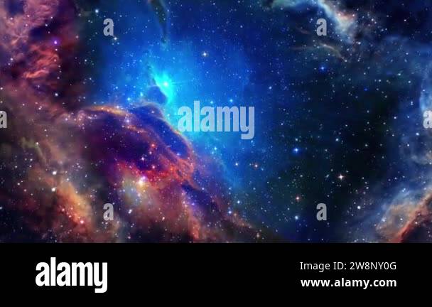 Space Nebula science astronomy background. Fly through large clusters ...