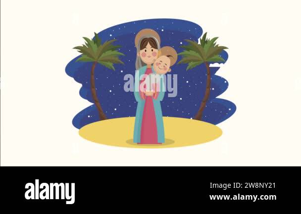 Mary baby jesus cartoon Stock Videos & Footage - HD and 4K Video Clips ...