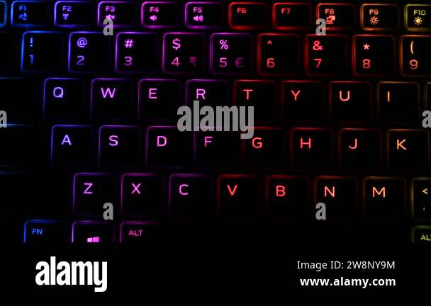 Keyboard with RGB backlit illumination changing colors for virtual ...