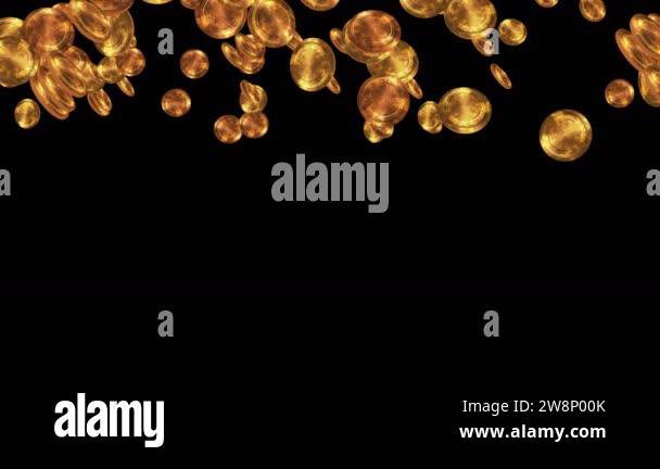 Golden antique coins floating in air on black background. Gold coin in ...