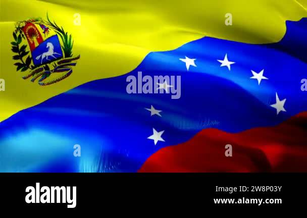 Venezuela flag. Motion Loop video waving in wind. Realistic Venezuelan ...