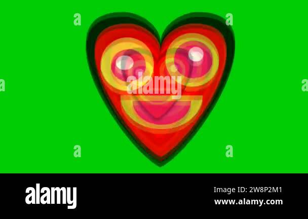 Love Heart shape animation 4k on green screen. Romantic Valentine's day ...