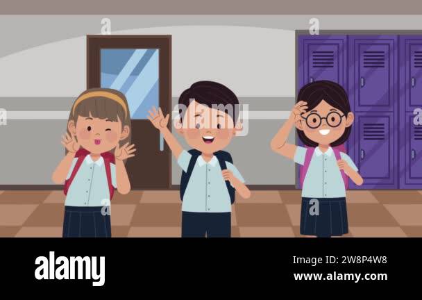 school kids in corridor animation Stock Video Footage - Alamy