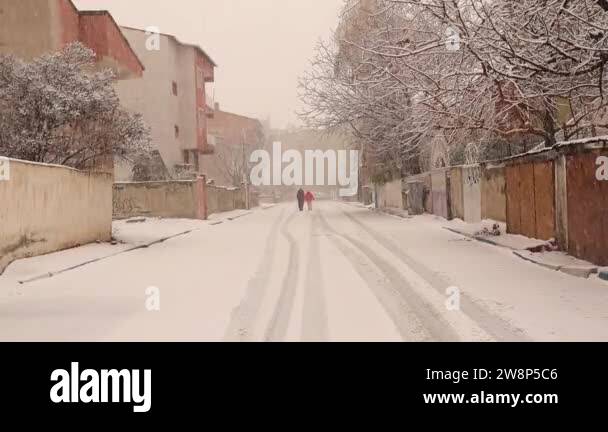 Heavy snowfall in Erzurum, Turkey. Temperature in this city reaches -50 ...