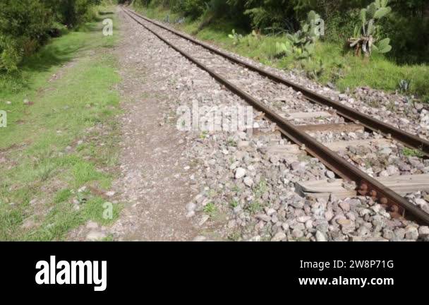 Railway tracks in rural countryside of Peruvian Andes. Rural scene in ...