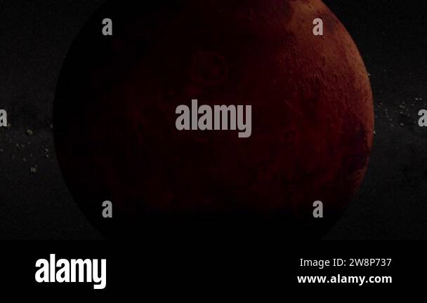 Mars Planet Rotating in the outer space. Traveling to the red planet ...