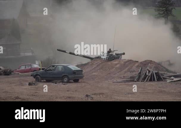 Armored Combat Fighting Vehicle Moving in Sand. War Battle Technology ...